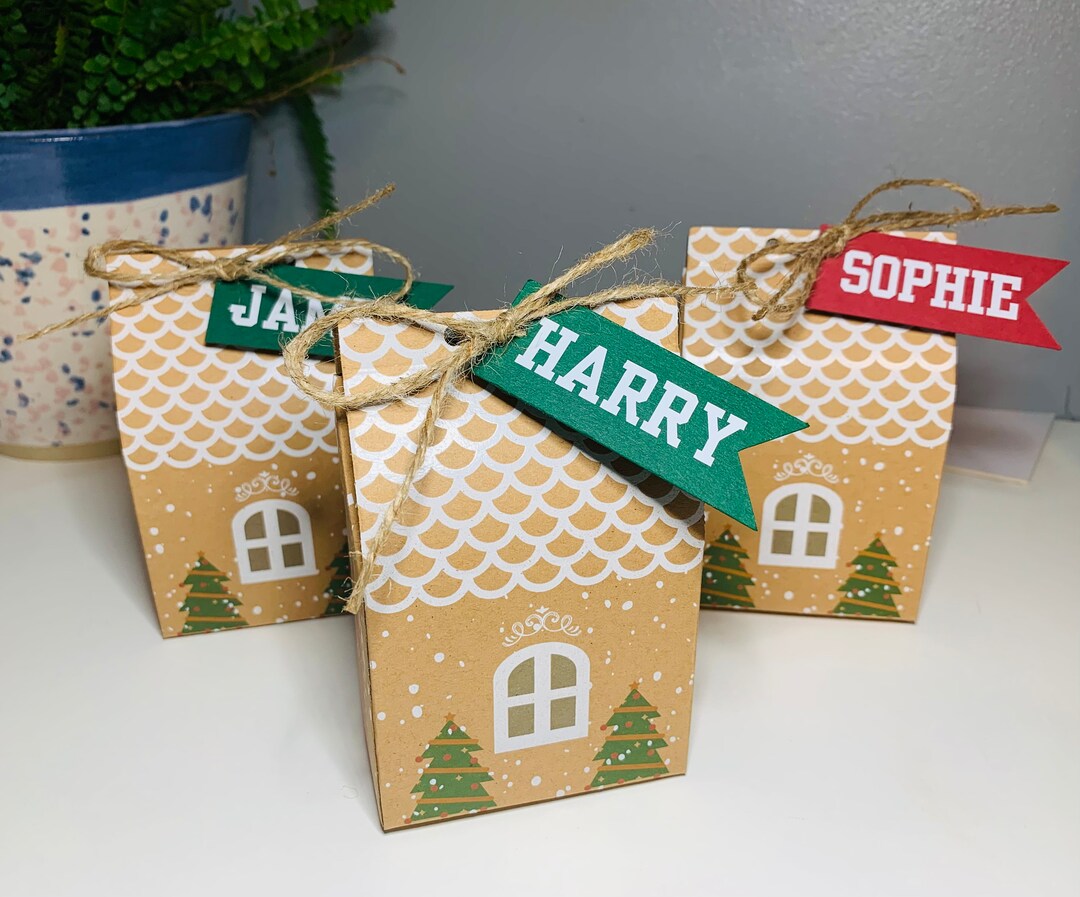 Personalised Christmas House Favour Boxes, Gift Boxes, Name Place ...
