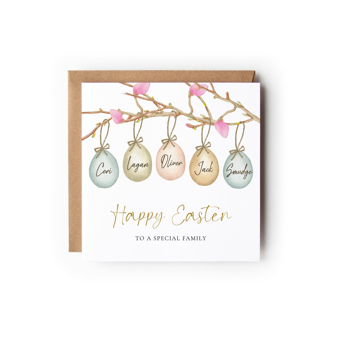 Personalised Easter Family Card, Special Family Card, Card With Names ...
