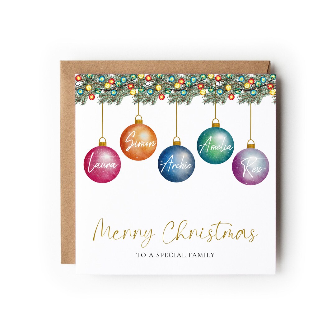 Personalised Bauble Christmas Card: Special Family Ornament Card - Etsy