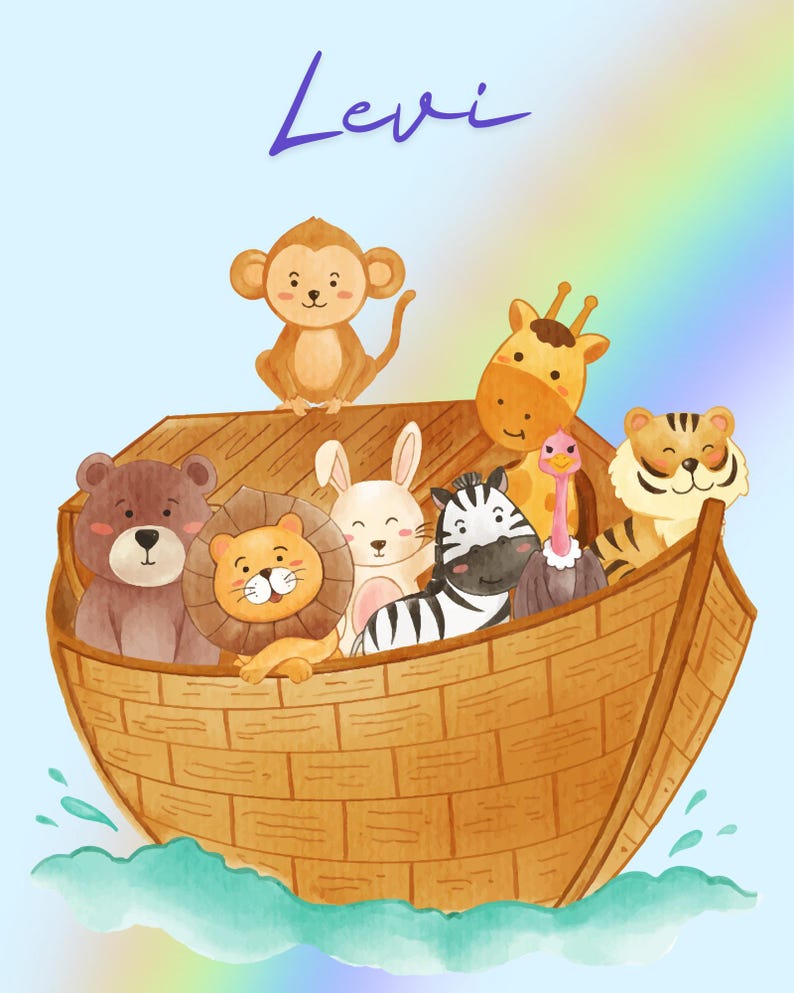 Editable Noah’s Ark Nursery Wall Art | Printable Noah's Ark Theme ...