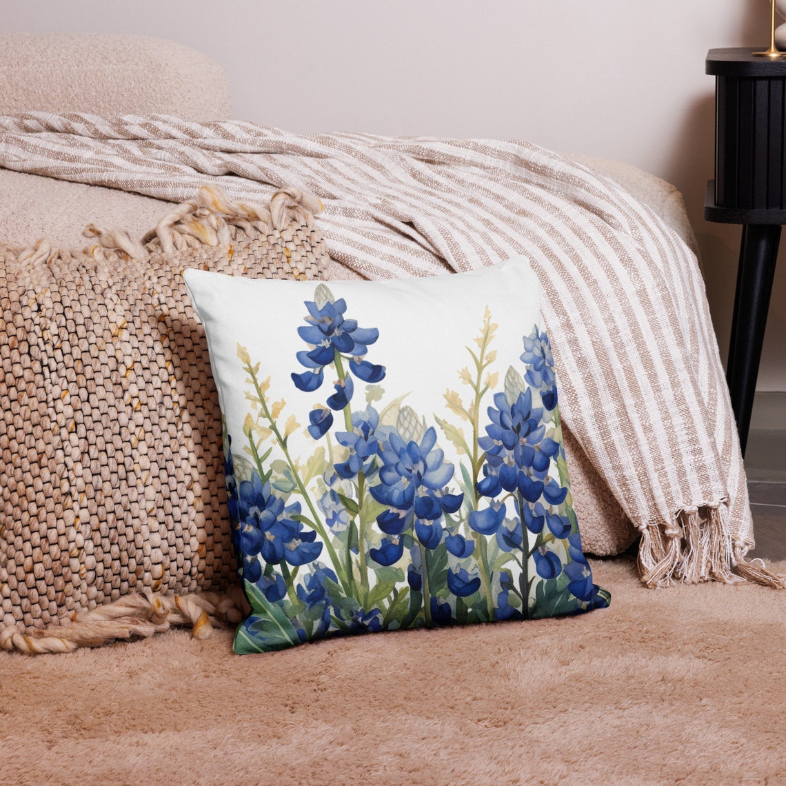 Texas Bluebonnet Wildflower Premium Pillow Case | TX State Flower Throw ...