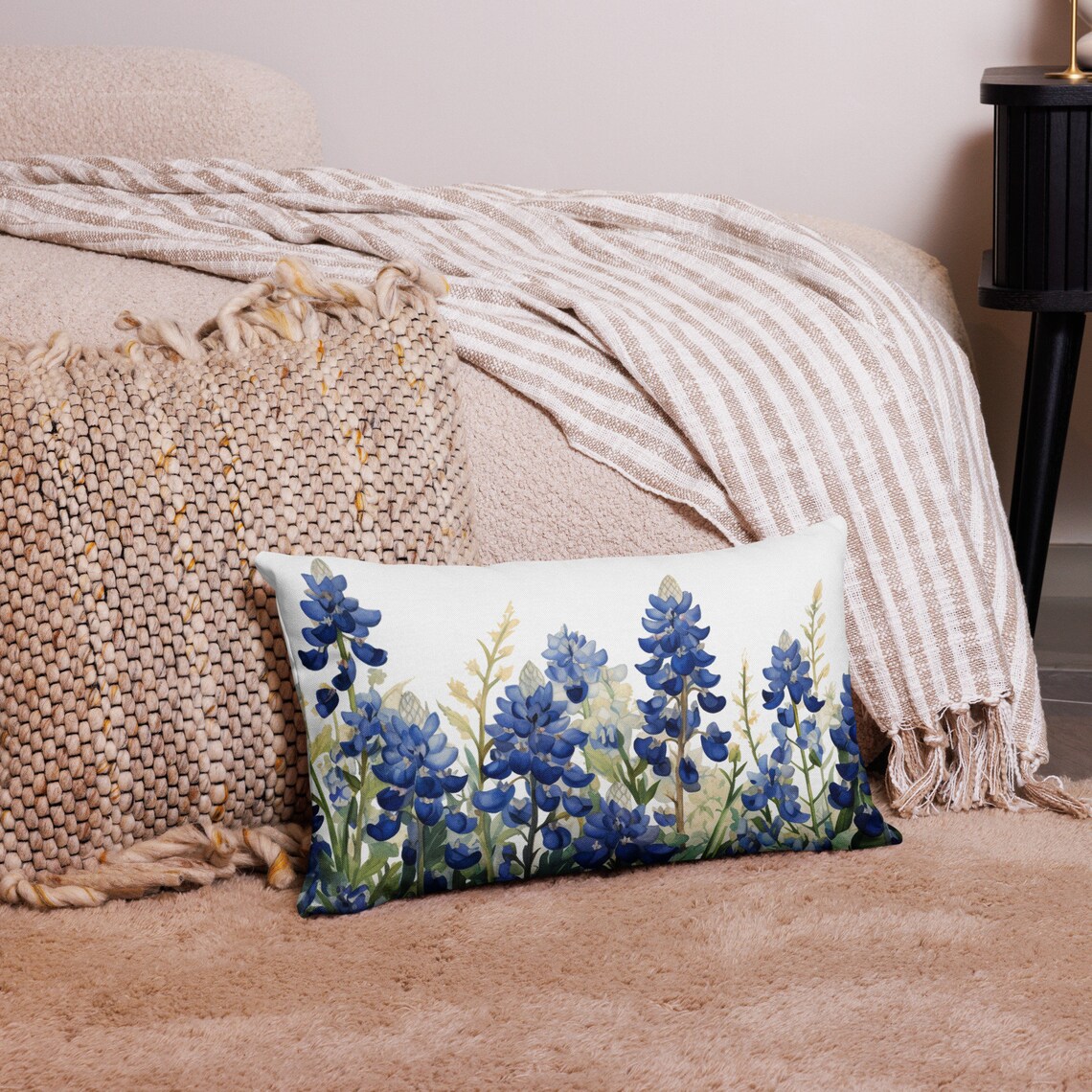Texas Bluebonnet Wildflower Premium Pillow Case | TX State Flower Throw ...