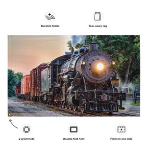 Steam Train Art Wall Flag Banner Steam Locomotive Fabric Flag Banner ...