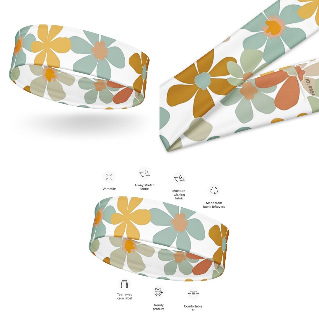 Pastel Floral Design 1960s Headband Retro Statement Piece Pressed ...