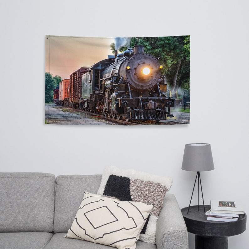 Steam Train Art Wall Flag Banner Steam Locomotive Fabric Flag Banner ...