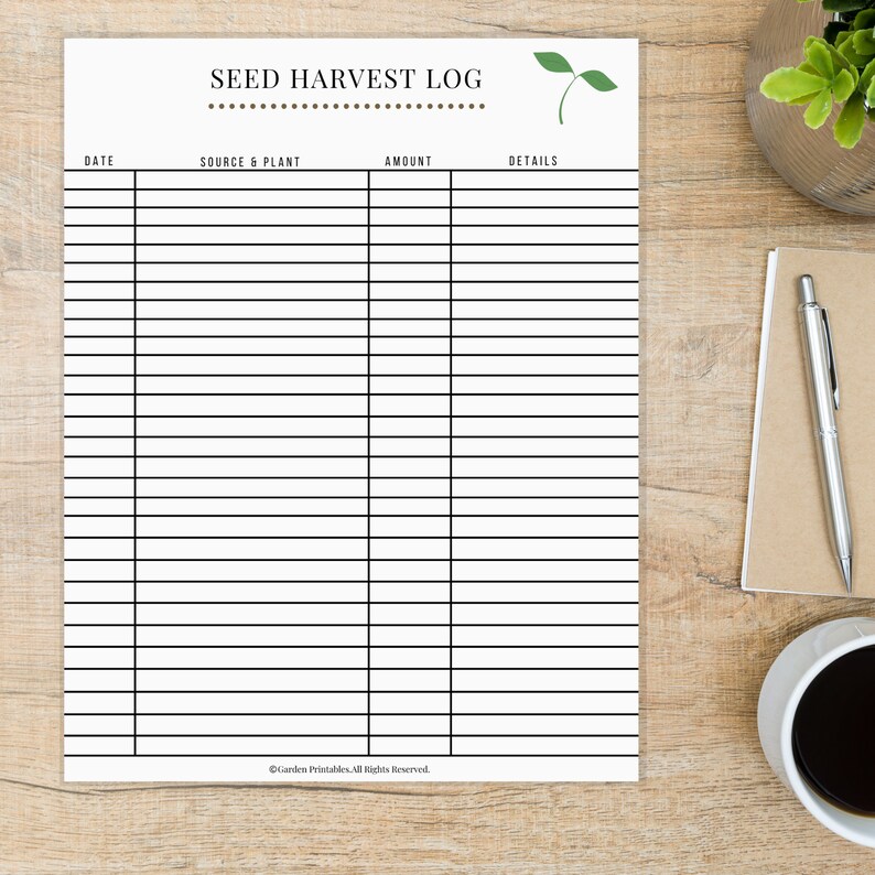 Garden Seed Harvest Collection Printable Log Sheet for - Etsy