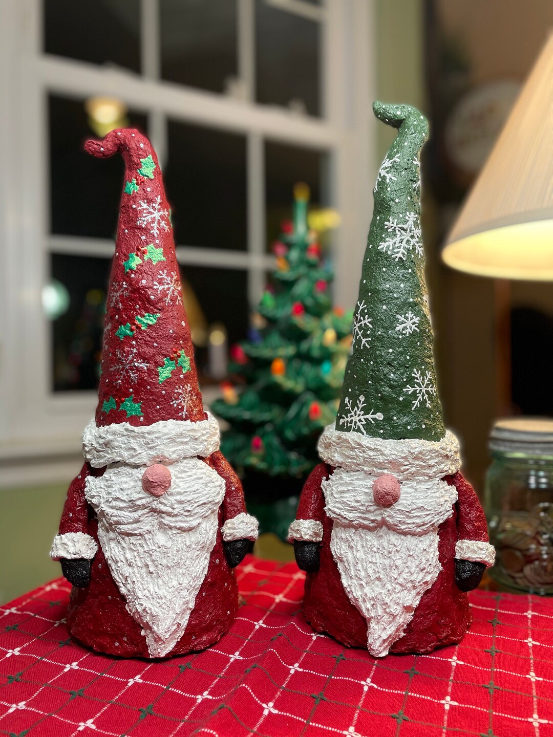 Handmade Paper Mâché Santa and Winter Gnome Large Size - Etsy