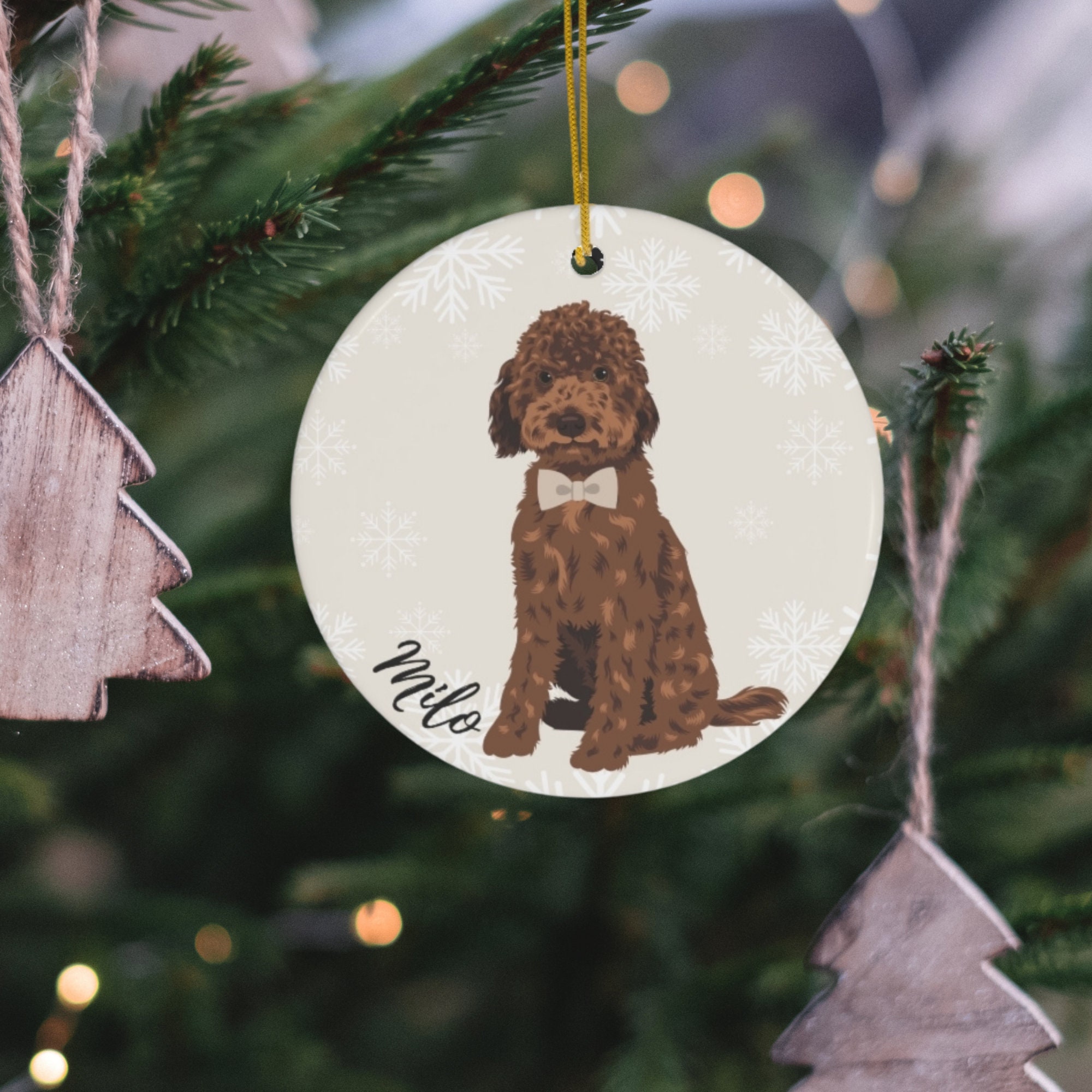 Chocolate Golden Doodle Christmas Ornaments Labradoodle - Etsy