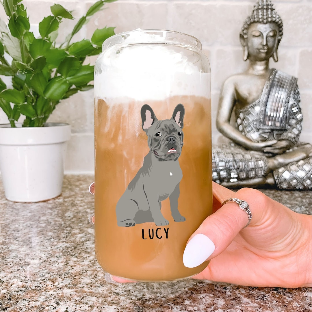 French Bulldog Glass Iced Coffee Cup Frenchie Dad Gifts - Etsy
