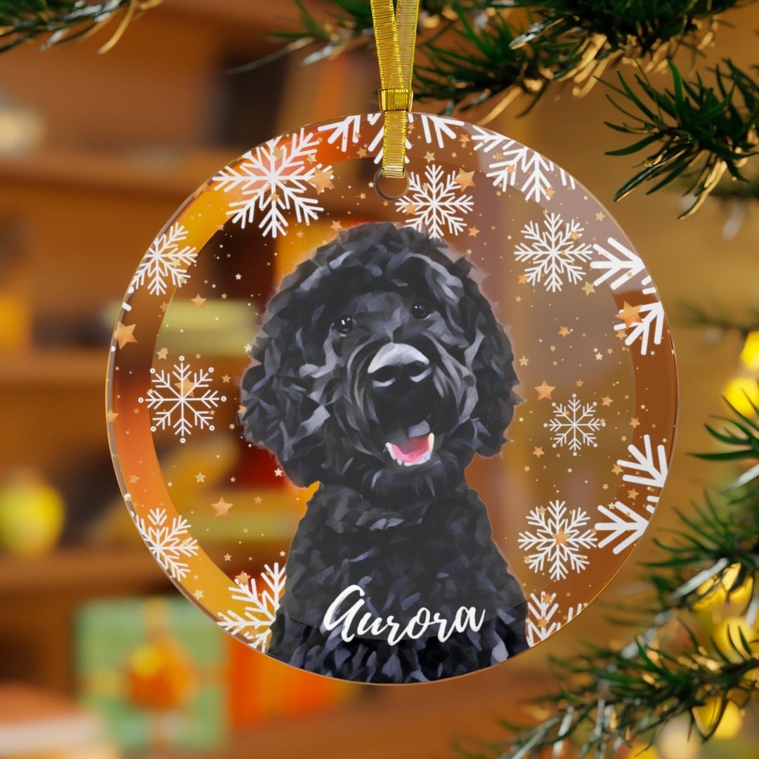 Black Doodle Ornament, Black Labradoodle Christmas Ornament, Doodle ...
