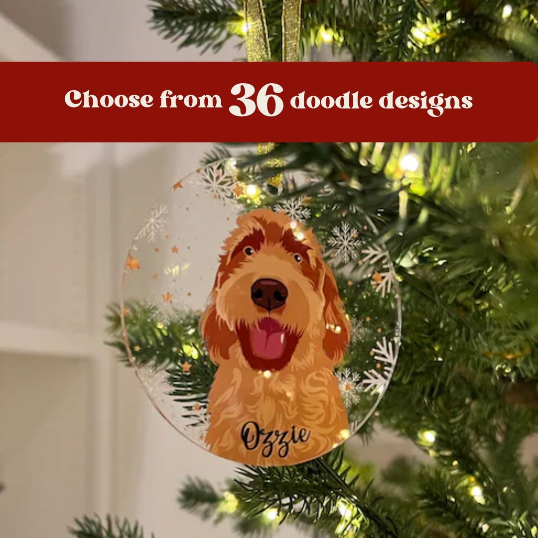 Personalized Glass Goldendoodle Ornament, Golden Doodle Ornament, F1b ...