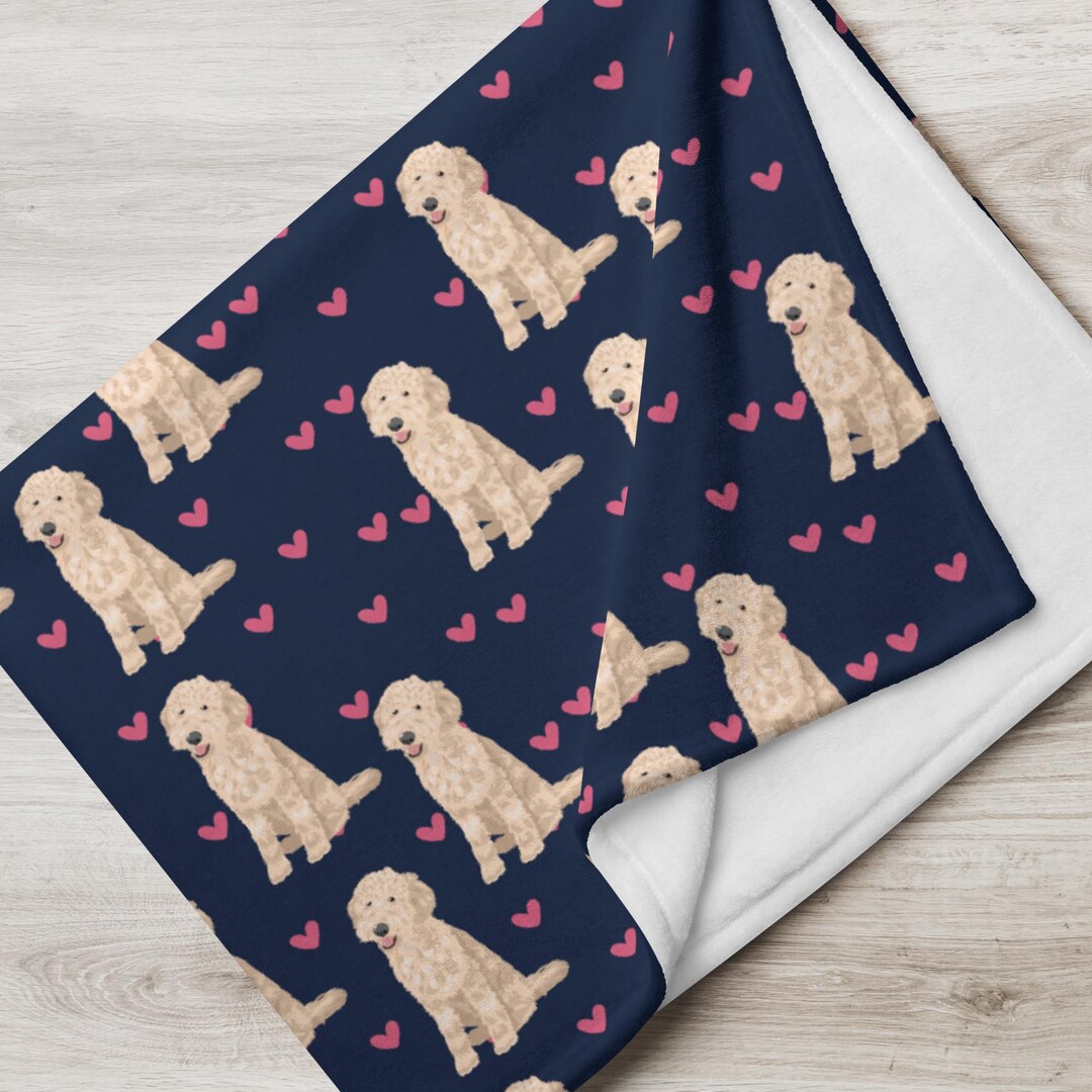 Valentine Day Heart Cream Goldendoodle Blanket, Gift for Her, Fleece ...