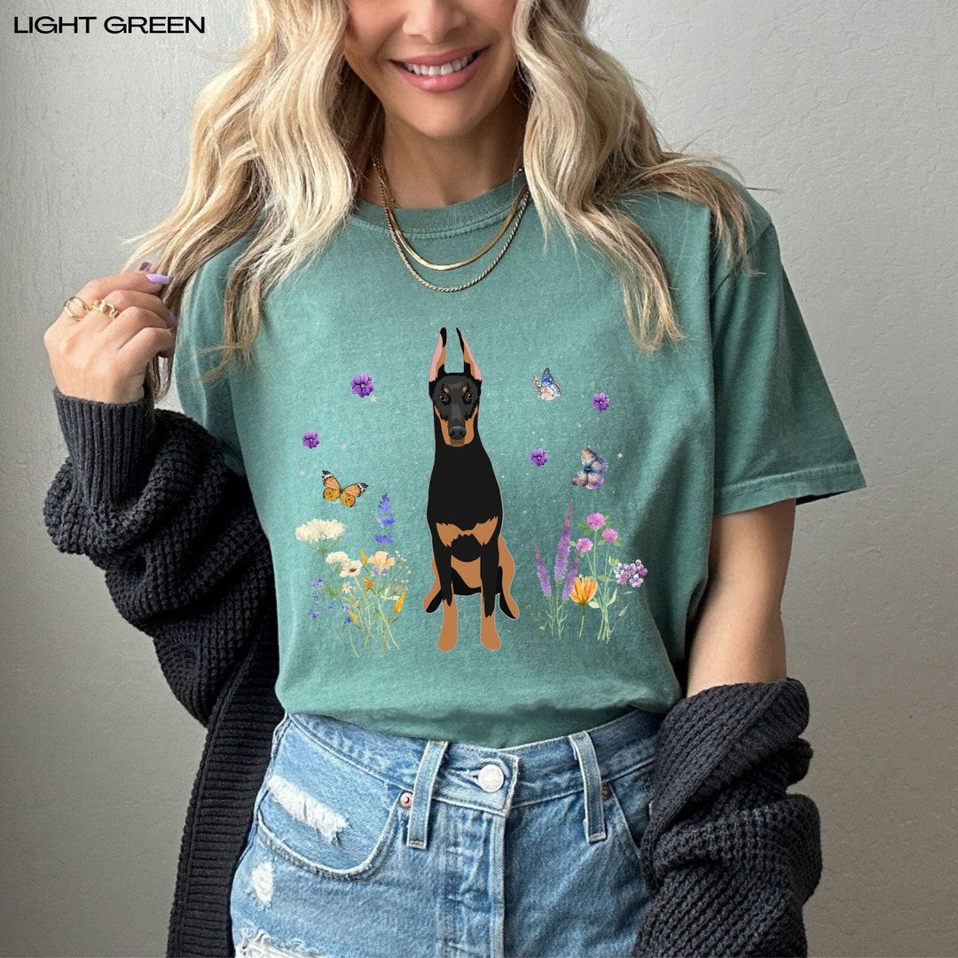Cottagecore Doberman Shirt, Dog Mom Birthday Gift, Comfort Colors T ...