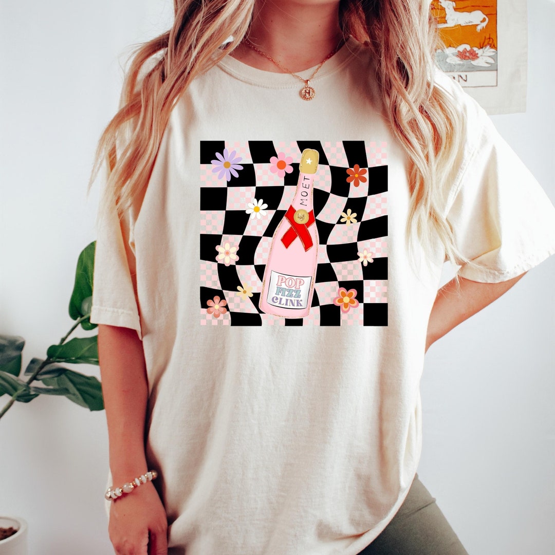Champagne Tee: Retro Checkered Comfort Colors T-shirt - Etsy