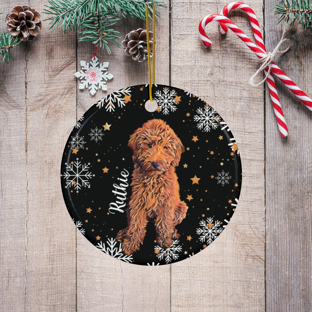 Red Goldendoodle Christmas Ornament: Starry Snowflake Ceramic Gift - Etsy