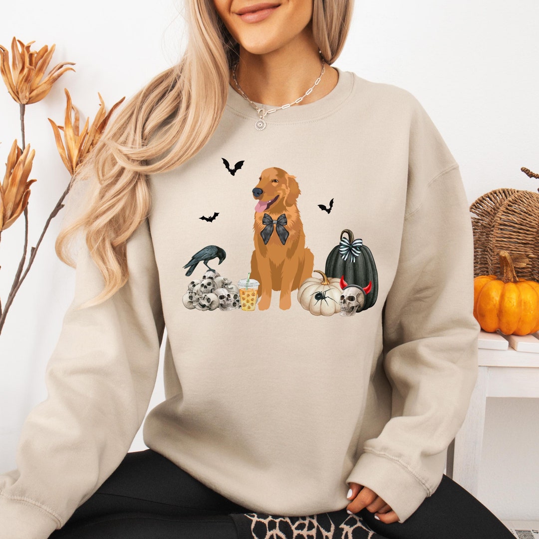 Gothic Halloween Golden Retriever Sweatshirt: Spooky Dog Crewneck - Etsy