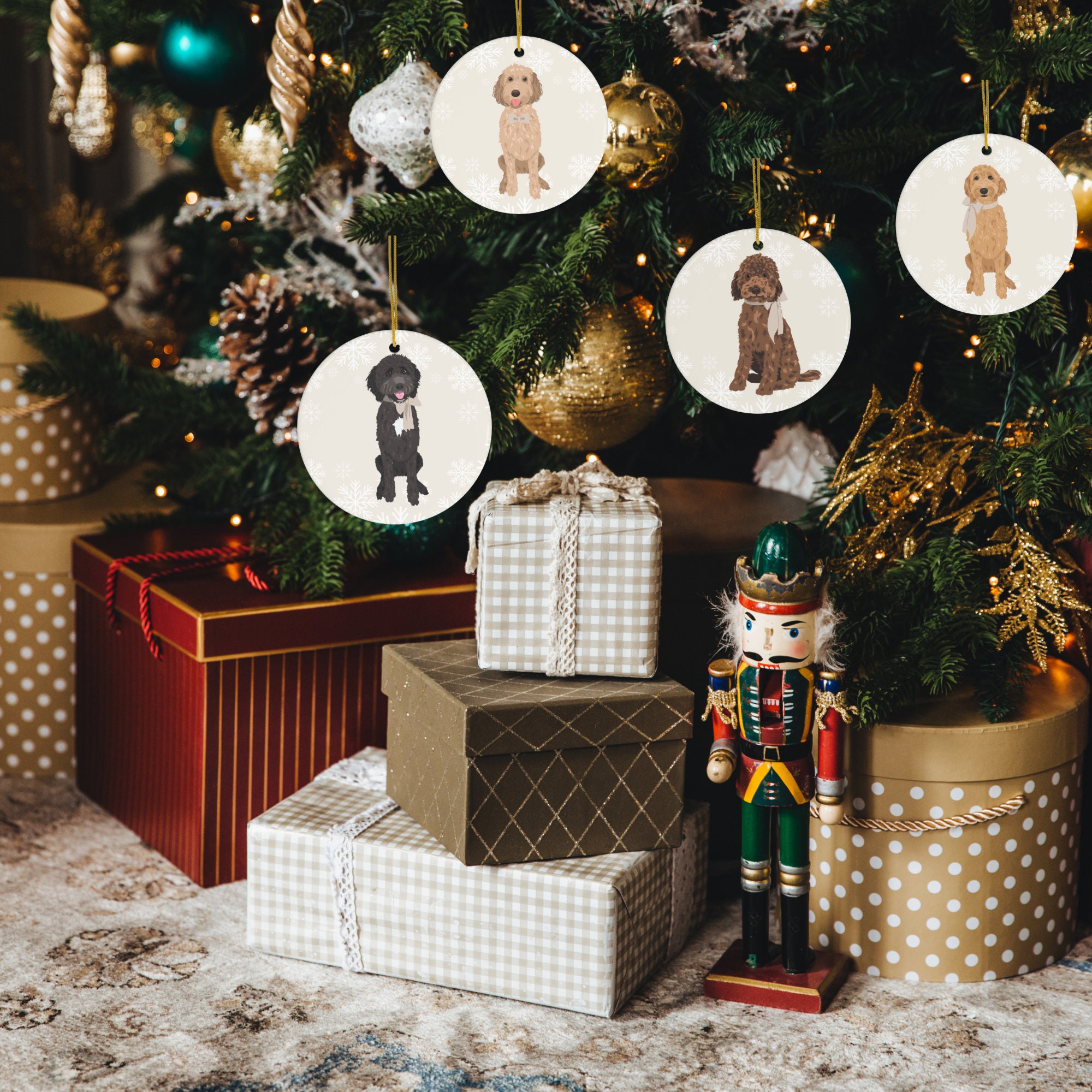 Chocolate Golden Doodle Christmas Ornaments Labradoodle - Etsy
