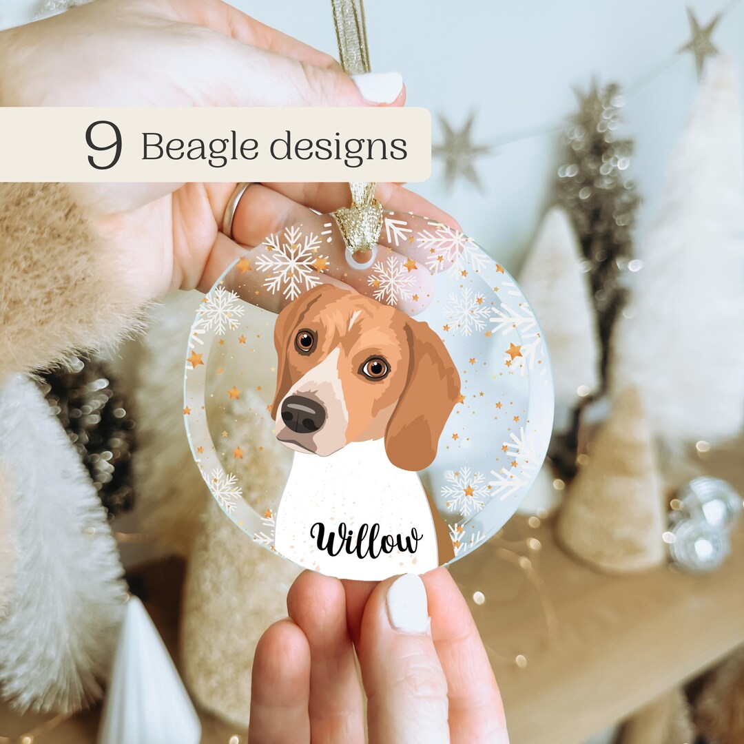 Christmas Beagle Ornament, Xmas Tree Ornament, Pet Loss Ornament, Dogs ...