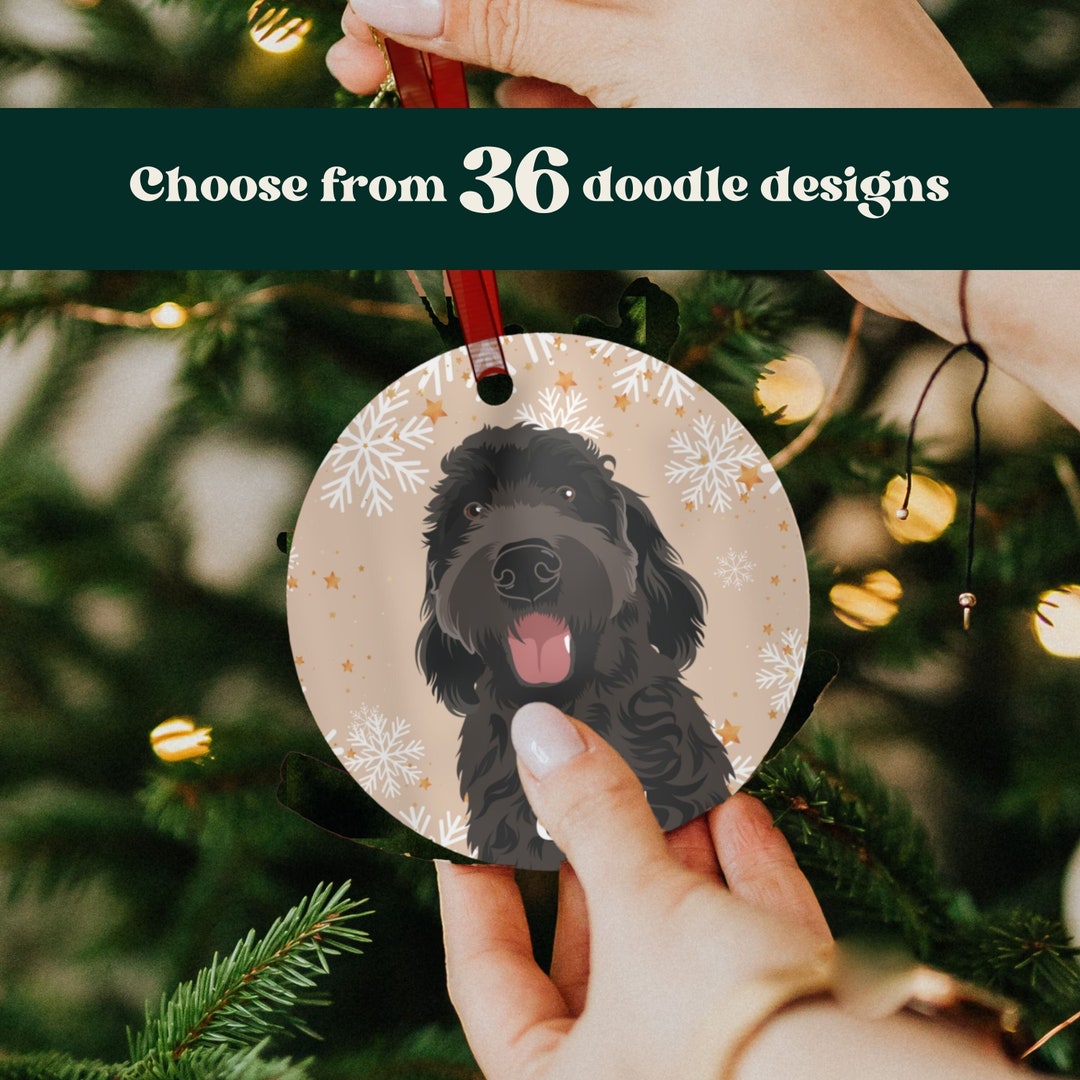 Black Goldendoodle Ornament, Dog Holiday Decor, Metal, Goldendoodle ...