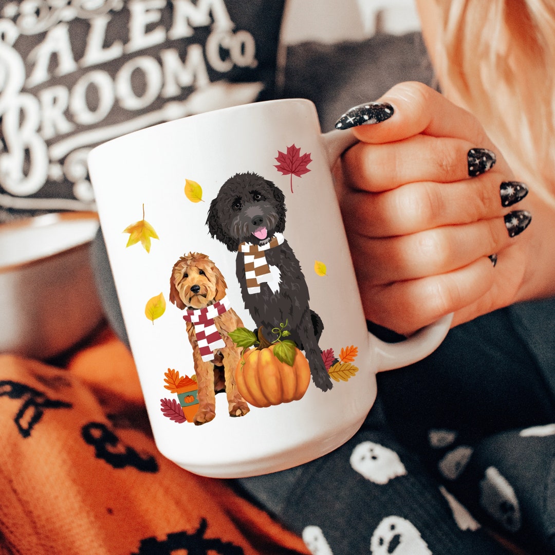 Pumpkin Golden Doodle Mug, Fall Doodle Decor, Goldendoodle Gifts, Dog ...