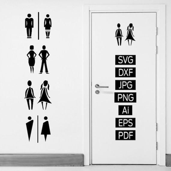 SVG File Set of 4 Toilet Vector Signs Bathroom Sign WC | Etsy