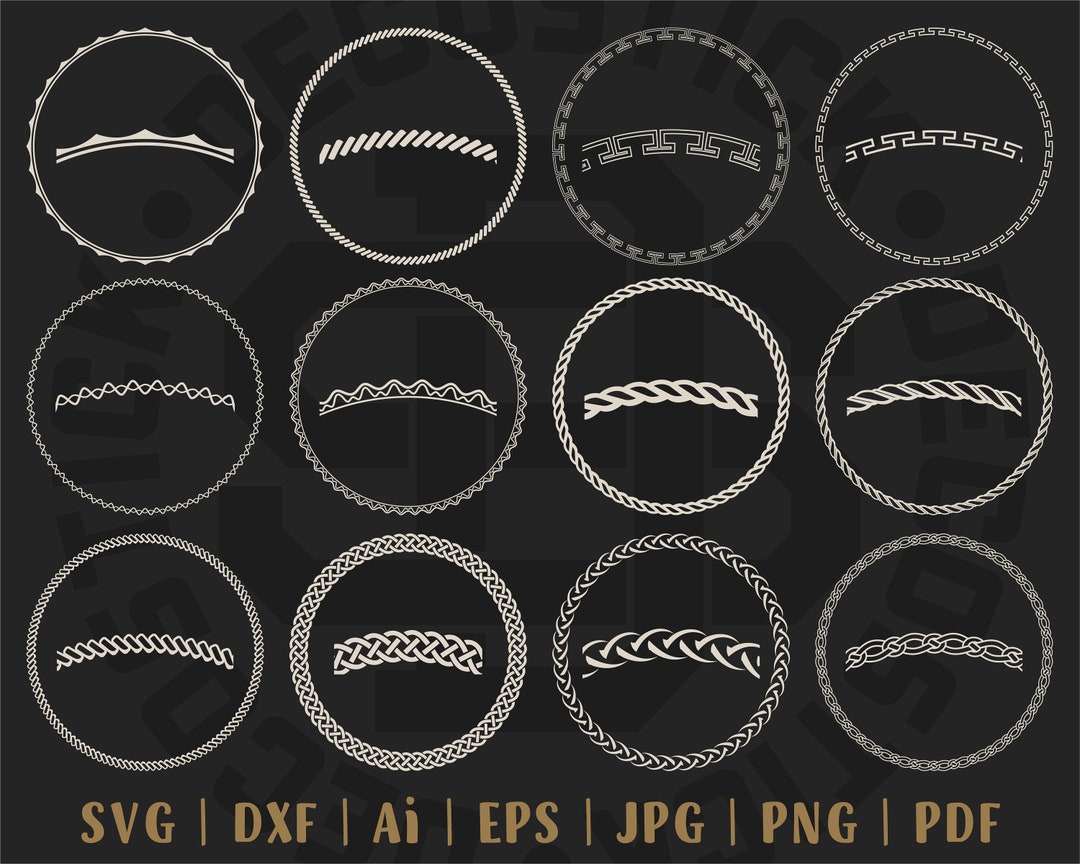 12 SVG Files, Circle Frames, Round Patterned Frames, Monograms, Circle ...