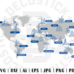 World Map With Famous Cities, World Map Svg, Map Svg, Famous Cities Svg ...