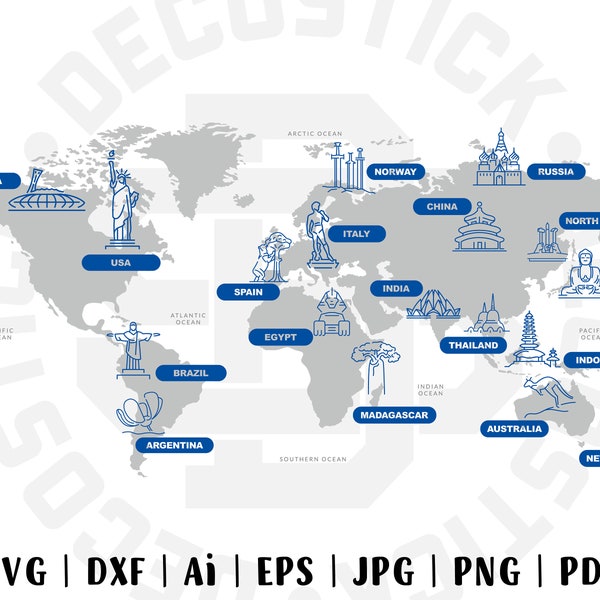 Simple World Map Svg - Etsy