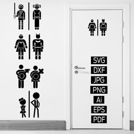 SVG File Set of 4 Toilet Vector Signs Bathroom Sign WC | Etsy