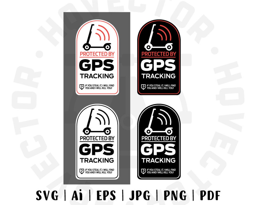 SVG File, Protected by Gps, Warning, Scooter Sticker Template, Electric ...