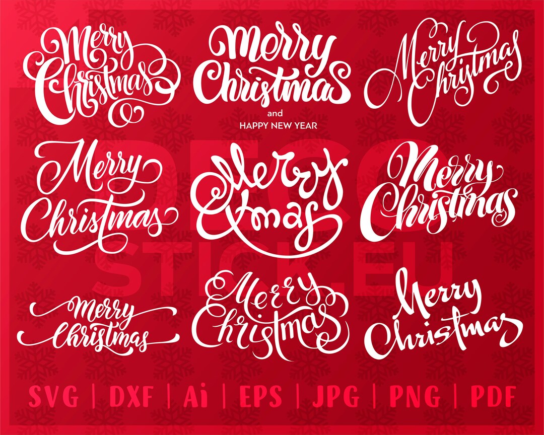 9 SVG Files, Merry Christmas Svg, Christmas Svg, Christmas Calligraphy ...