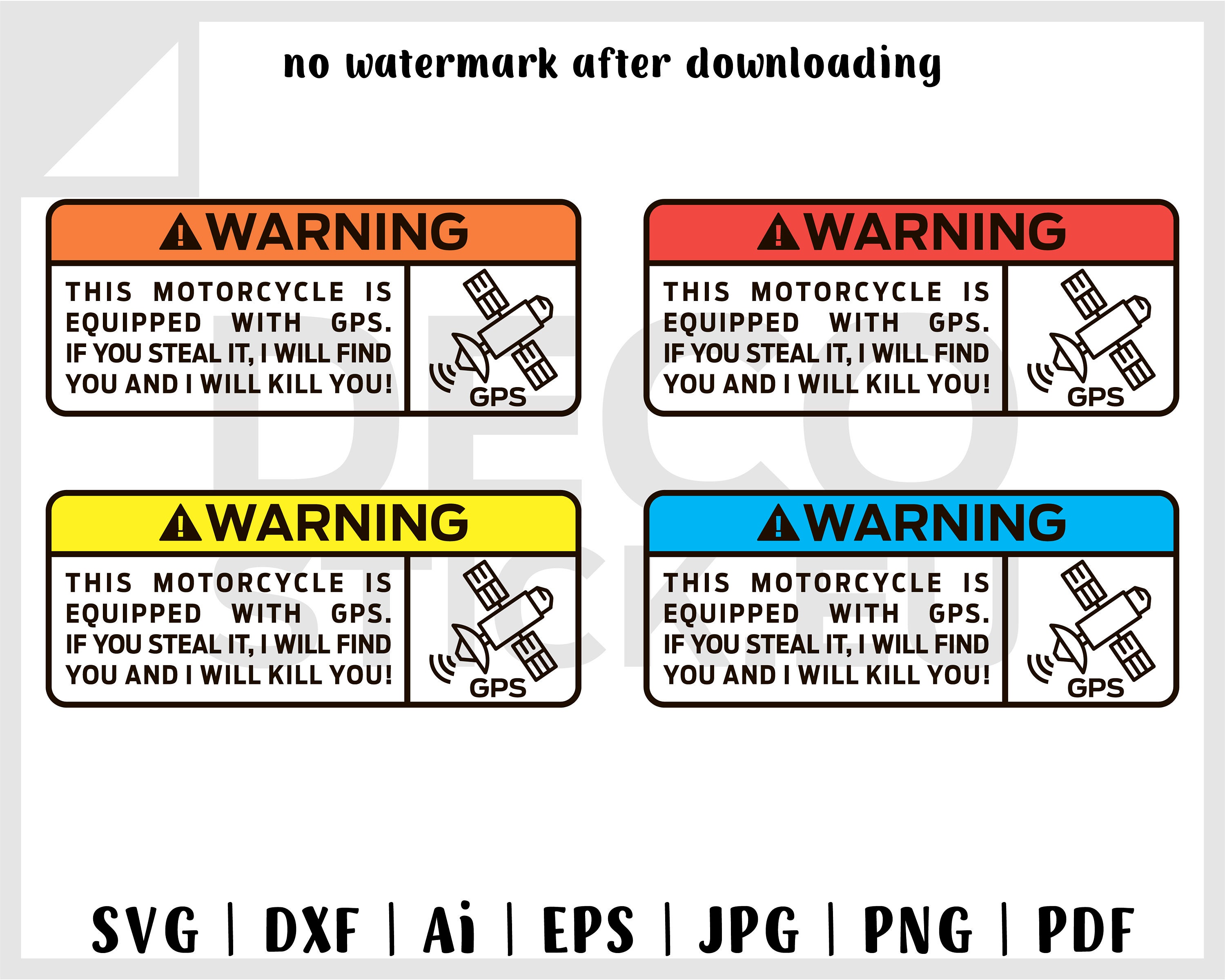 SVG File, Warning SVG, Motorcycle Sticker Template, Biker, Motorcycle ...