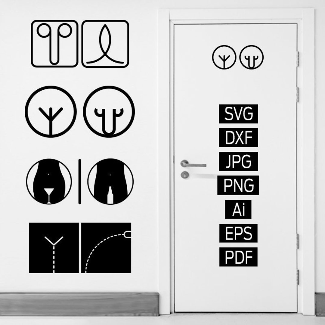 SVG File, Set of 4 Toilet Vector Signs, Bathroom Sign, WC Sign, Toilet ...