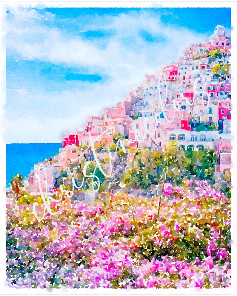 Positano Lemon Tree Amalfi Coast Watercolor Italian Coast - Etsy