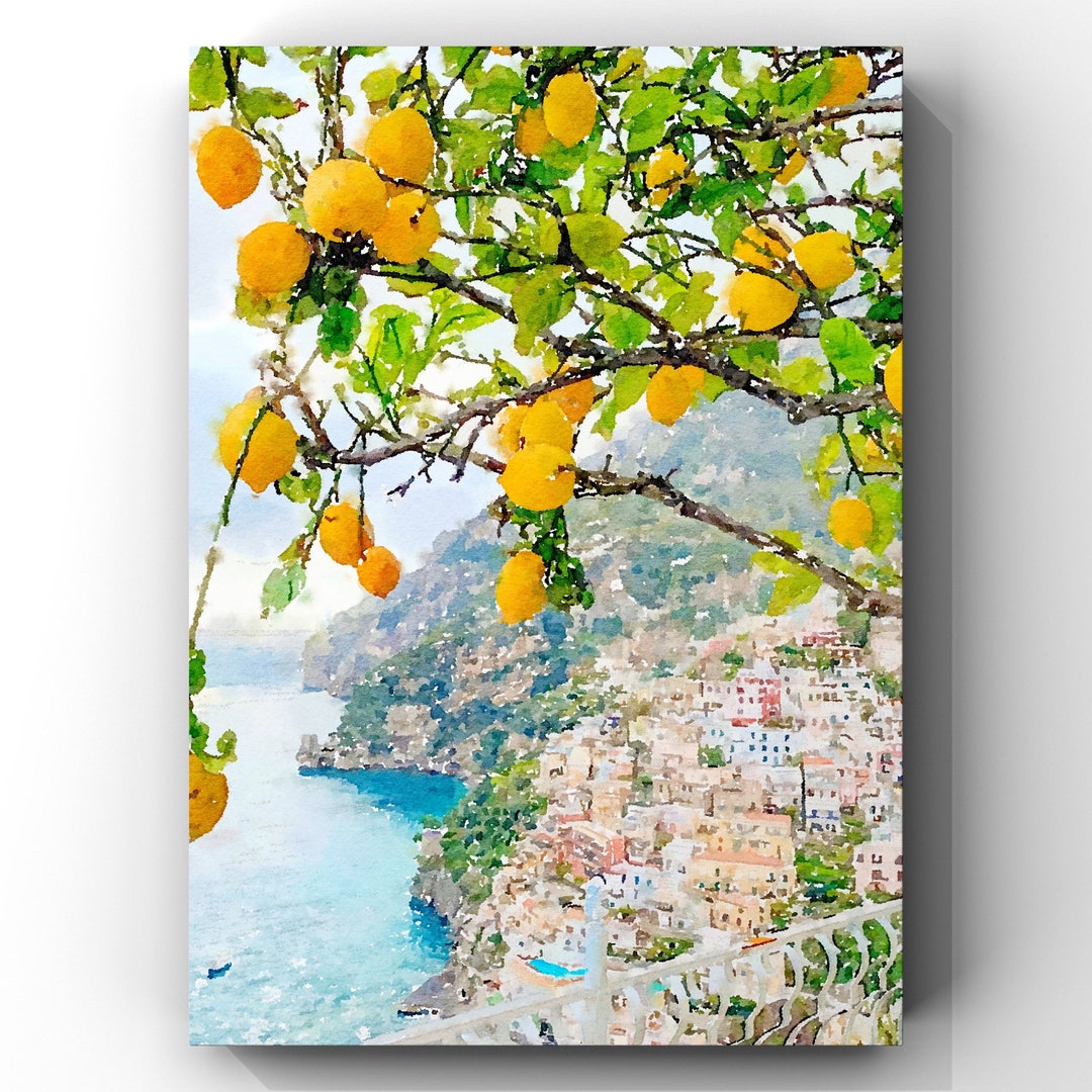 Positano Lemon Tree, Amalfi Coast Watercolor, Italian Coast, Coast of ...