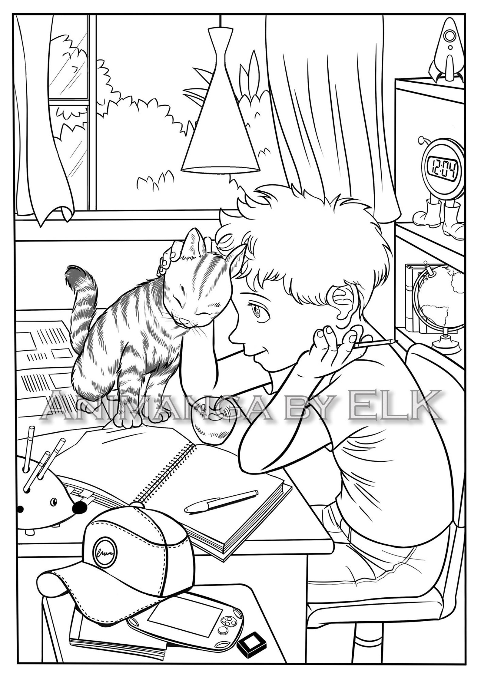 Anime Manga Style Coloring Page for Kids. Instant Download and Ready ...