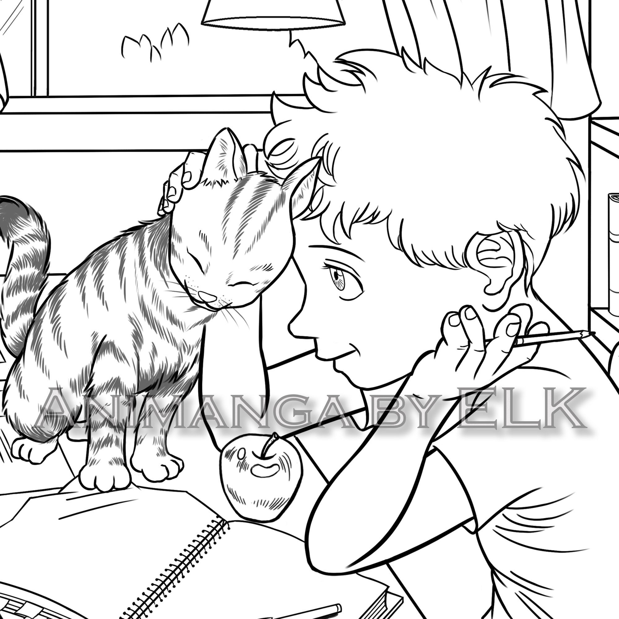 Anime Manga Style Coloring Page for Kids. Instant Download and - Etsy
