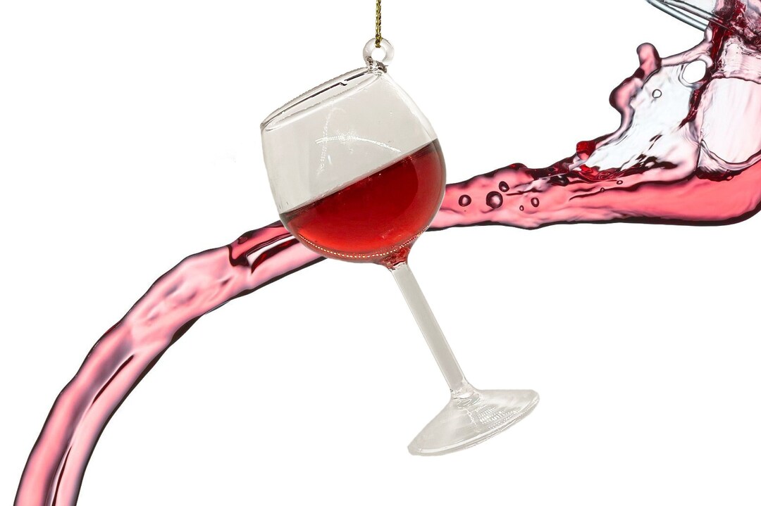 Red Wine Glass Glass Christmas Ornament - Etsy