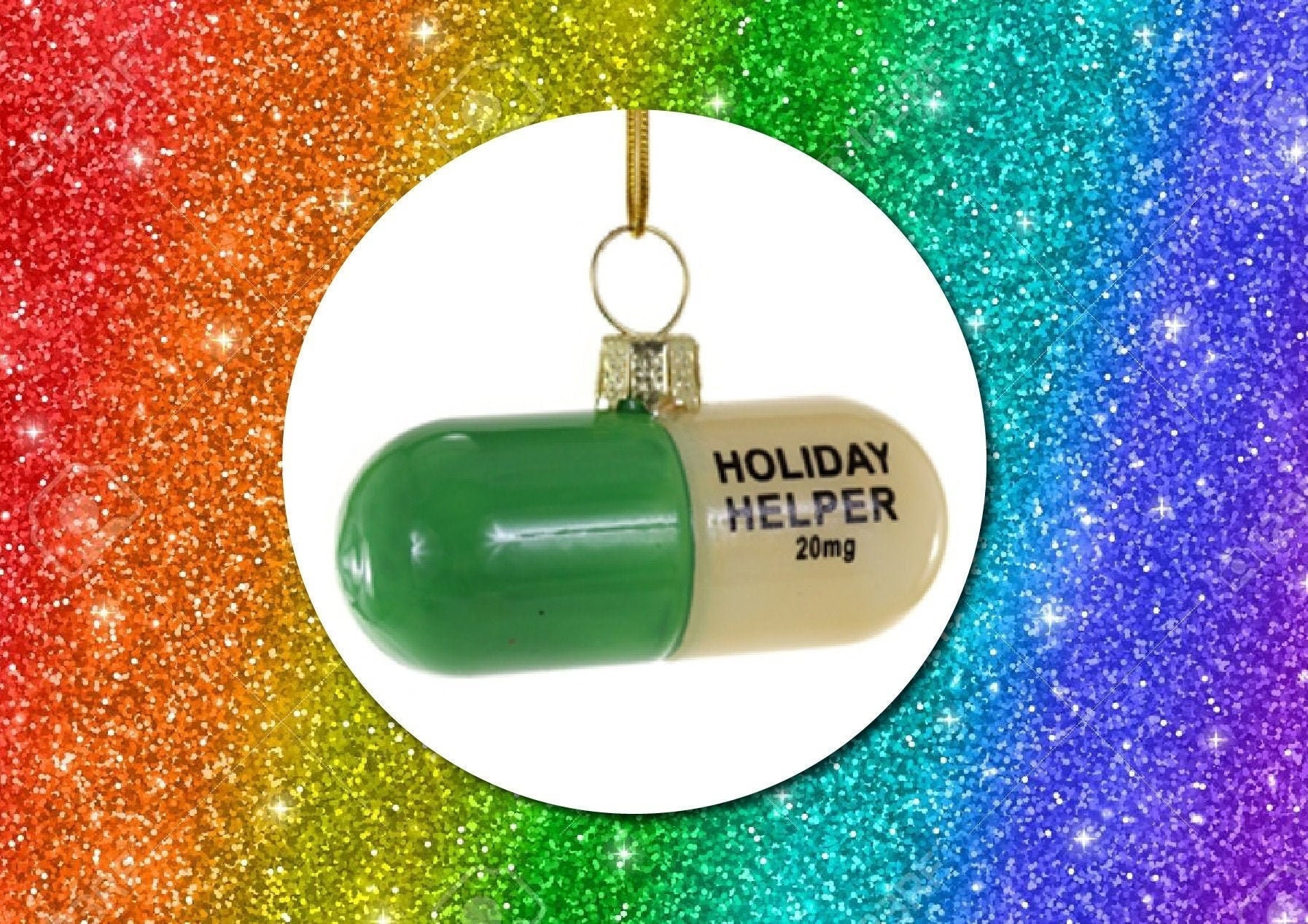 Holiday Helper 20mg Pill Glass Christmas Ornament - Etsy