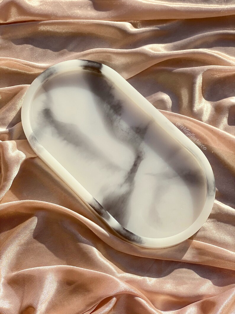 Dainty White Marble Resin Tray - Etsy