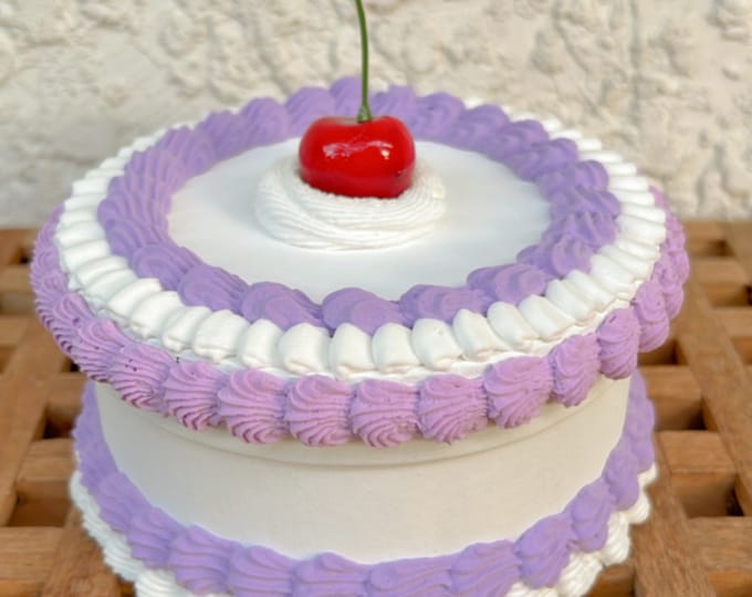 White & Purple Faux Cake Gift Box Medium - Etsy