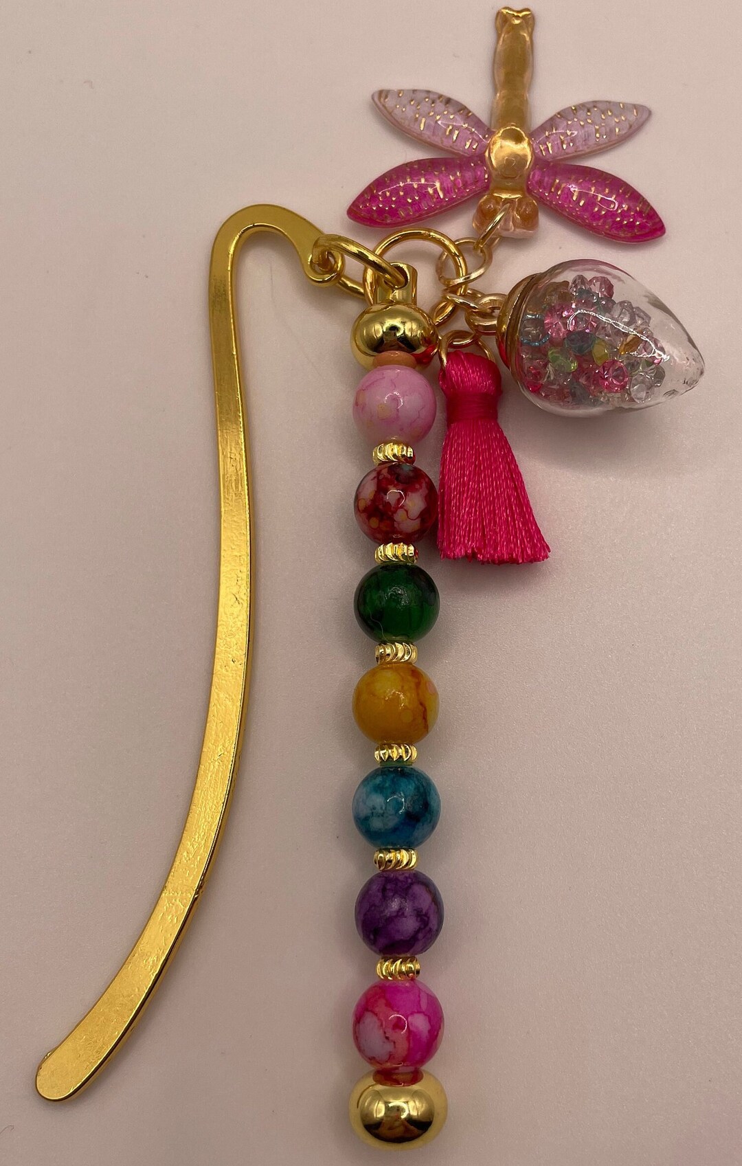 Beaded Bookmark, Hook Bookmark, Book Lover Gift, Charm Bookmark ...