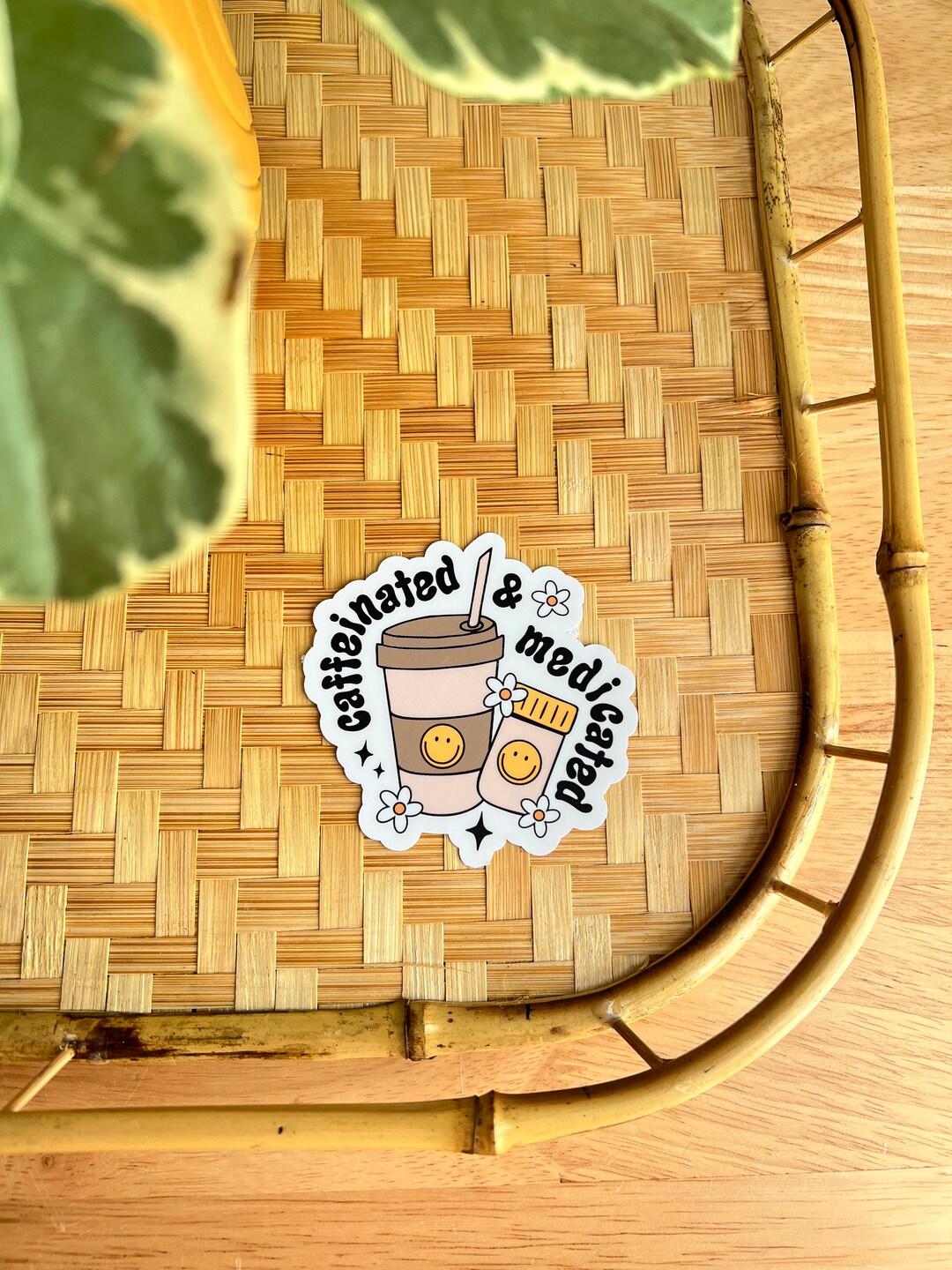 Caffeinated & Medicated Vinyl Sticker | Aesthetic | Laptop Sticker ...