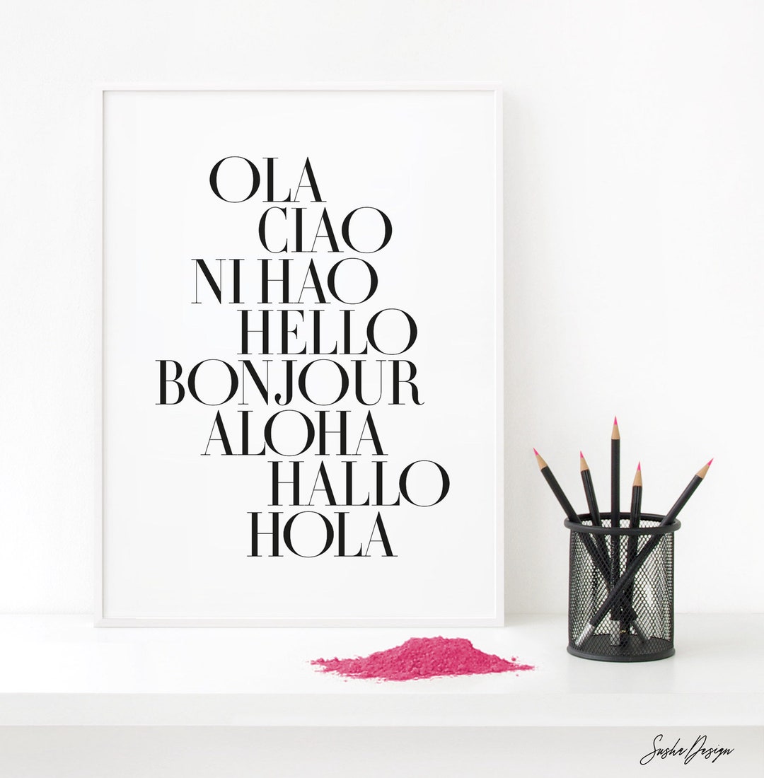 Poster Hallo in Verschiedenen Sprachen Druck Oder Download Poalty ...