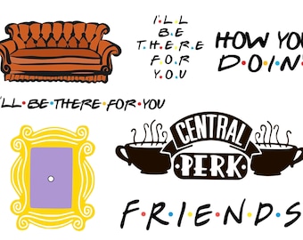 Chibi Friends Digital Cartoons Monica Ross Chandler Joey - Etsy