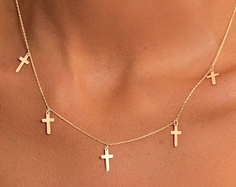 Gold Multi Cross Necklace - Etsy