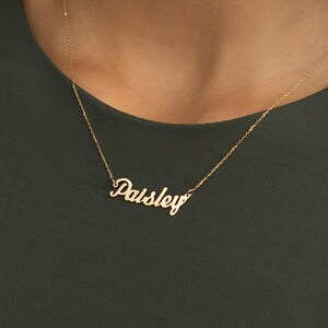 14K Real Gold Custom Name Plate Necklace 14K Gold Name - Etsy