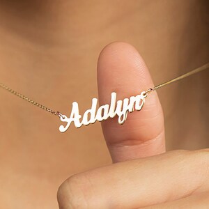 14K Real Gold Custom Name Plate Necklace 14K Gold Name - Etsy