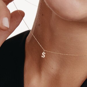 Personalized Script Letter Necklace in 14K Solid Gold | Dainty Initial ...