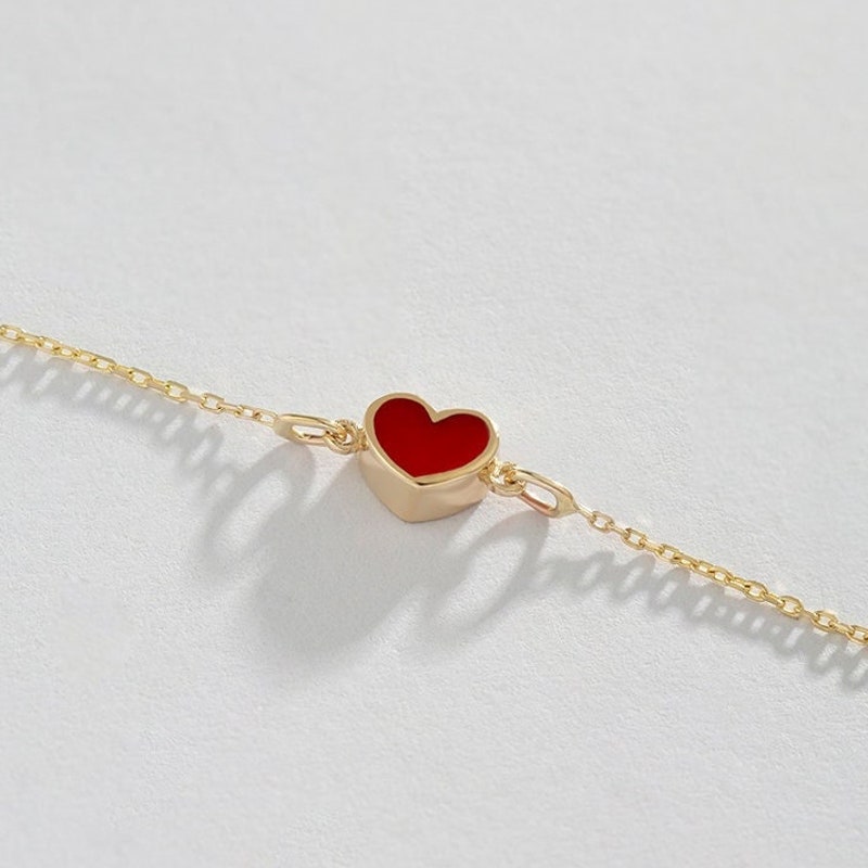 Red Heart Bracelet - Etsy